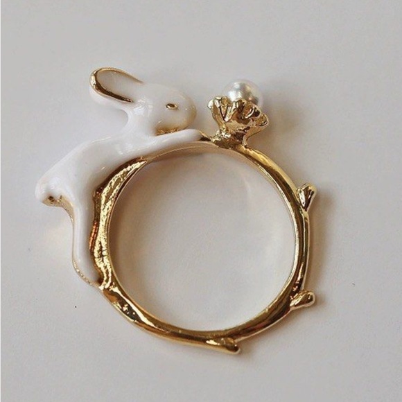 Jewelry | Gold Rabbit Ring With Pearl Accent | Poshmark